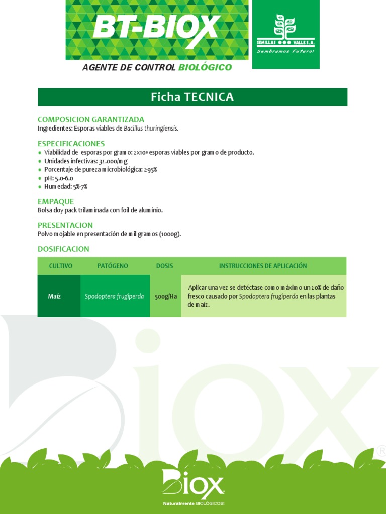 Ficha Tecnica BT-BIOX SL | PDF