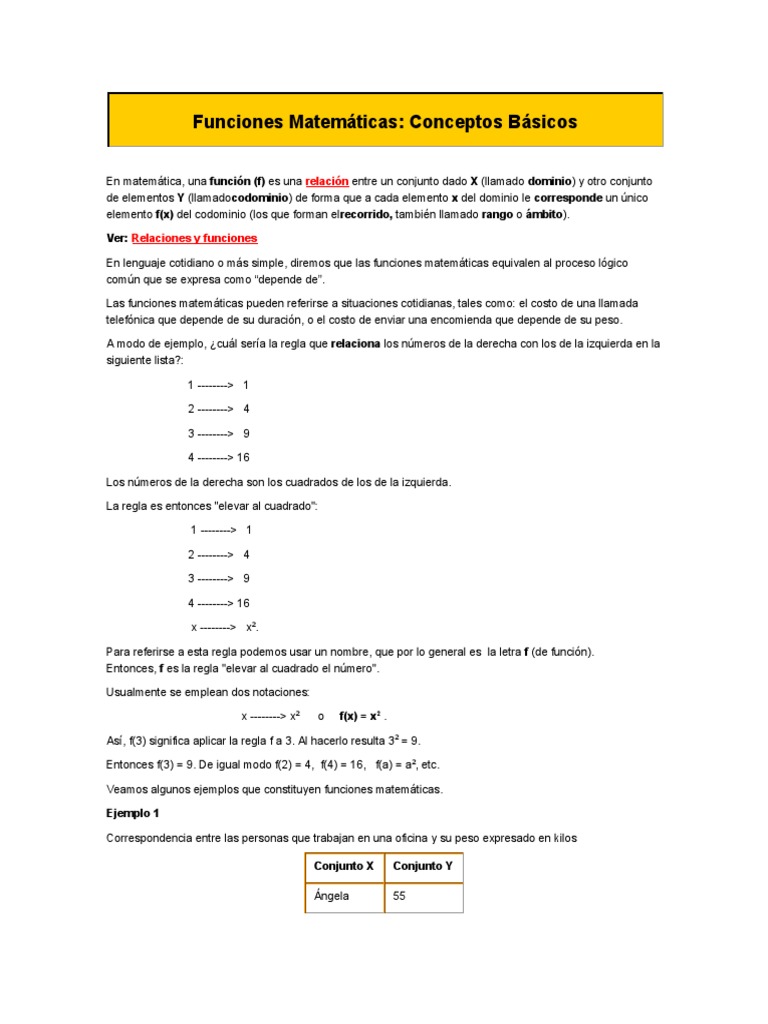 Funciones Matemáticas Basicas | Descargar gratis PDF | Función ...