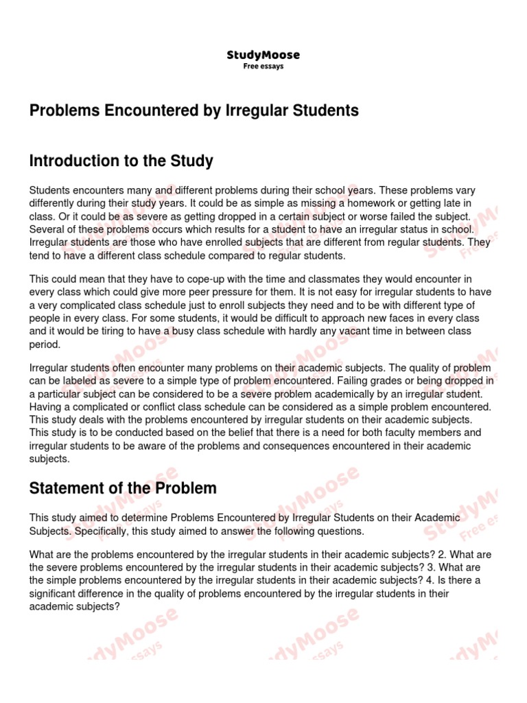 Problems Encountered by Irregular Students | PDF | Hypothesis | Science