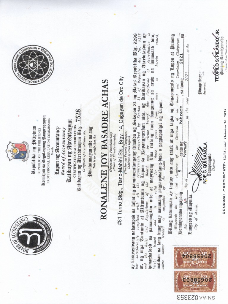 Accreditation-Certificates Boa | PDF