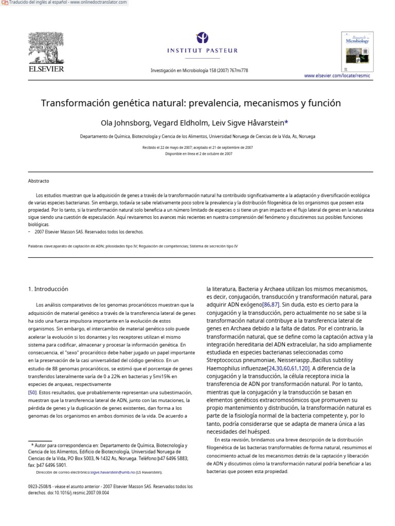 Texto 3 Transformación Genética Natural - En.es | Descargar gratis PDF | Las bacterias ...
