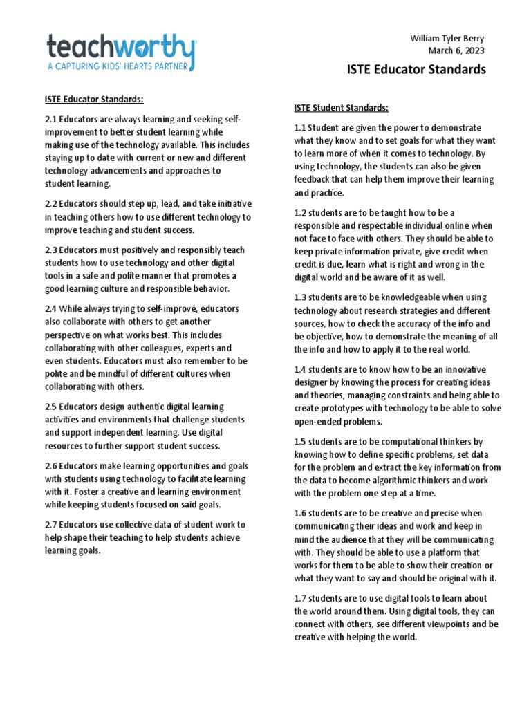 ISTE Standards for Educators and Students | PDF | Teachers | Learning