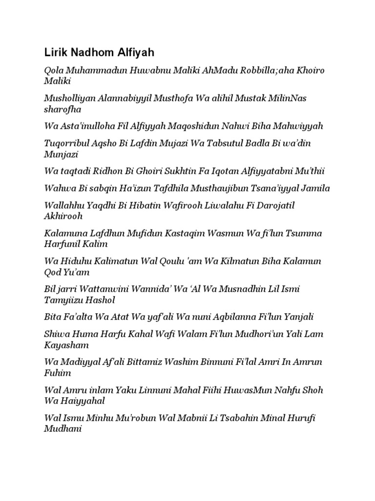 An Analysis of the Structure and Grammar of the Alfiyyah Poem, a Classic Work in Arabic Prosody ...