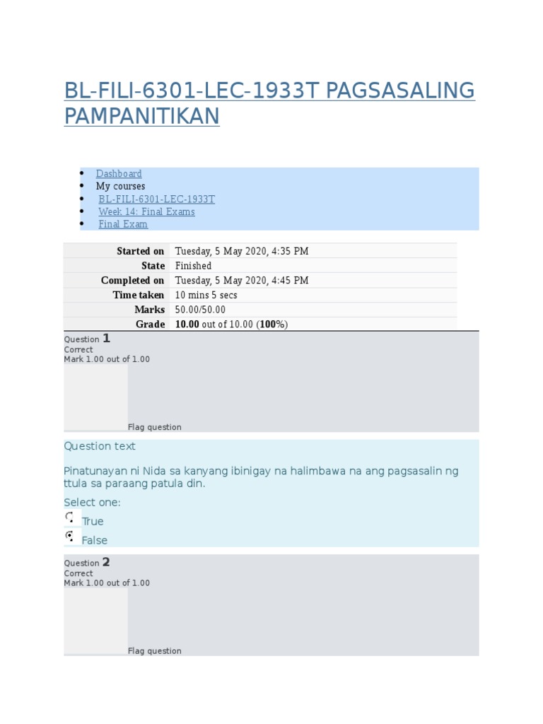 BL Pagsasaling Pampanitikan Finals | PDF