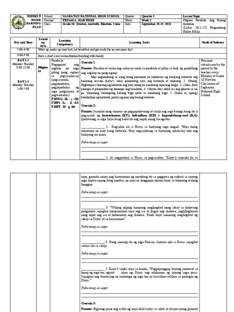 Filipino 10 - Q1-W2 | PDF