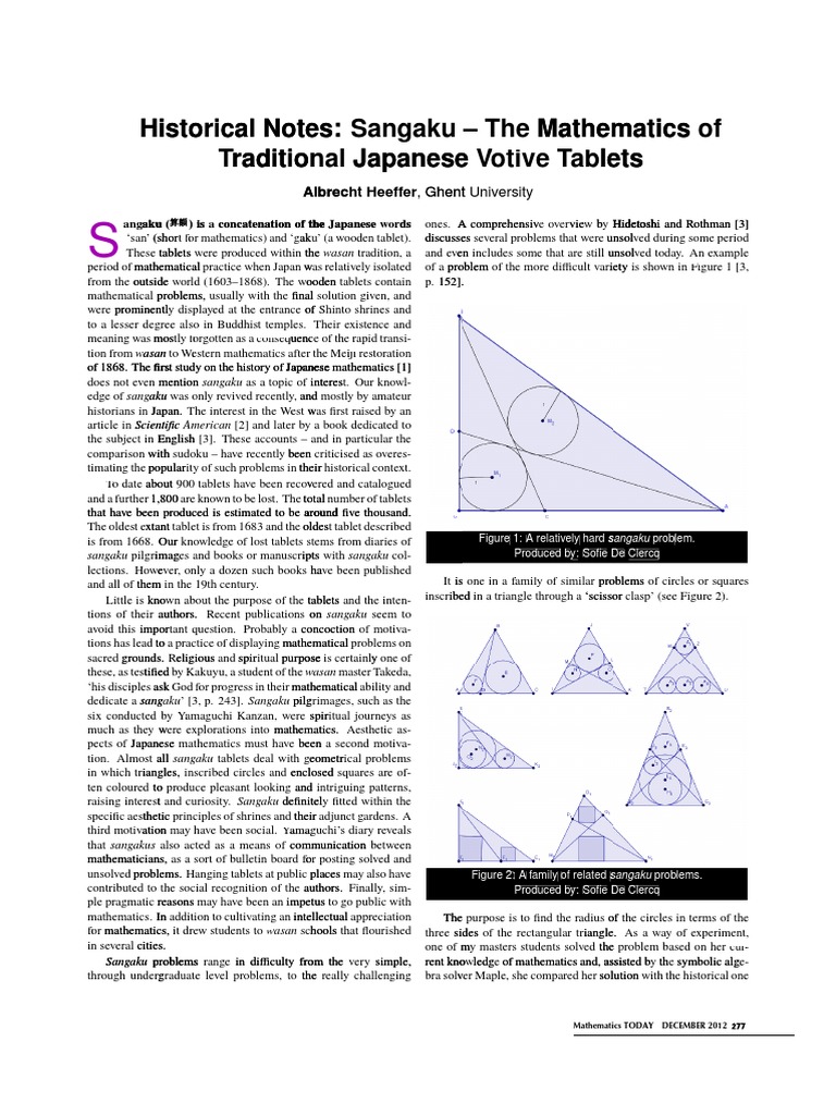 Sangaku Tablets: Exploring the Historical Mathematics and Spiritual ...