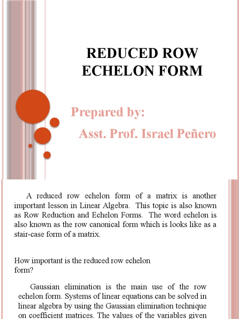 Understanding Reduced Row Echelon Form | PDF | Mathematical Concepts ...