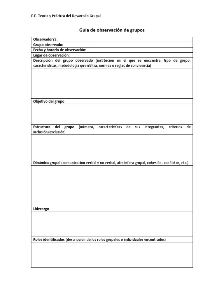 Guía de Observación de Grupos | PDF