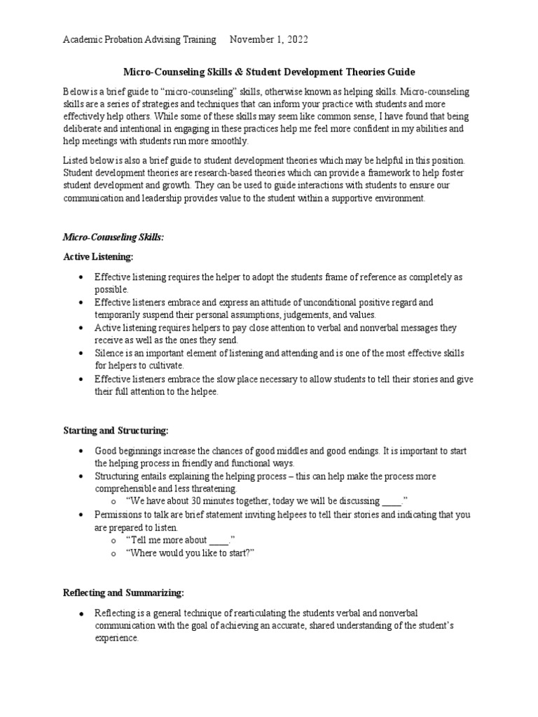 Micro-Counseling Skills Guide | PDF | Learning | Motivation