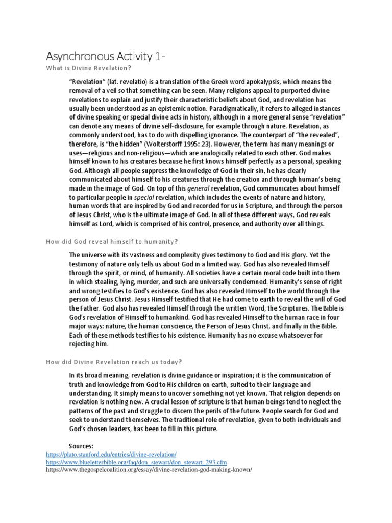 Asynchronous Activity 1 | PDF | Revelation | God