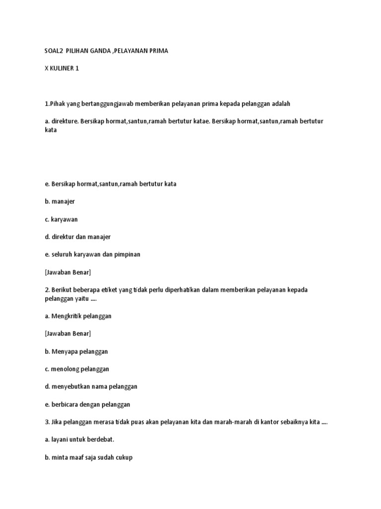 Soal2 Pilihan Ganda | PDF