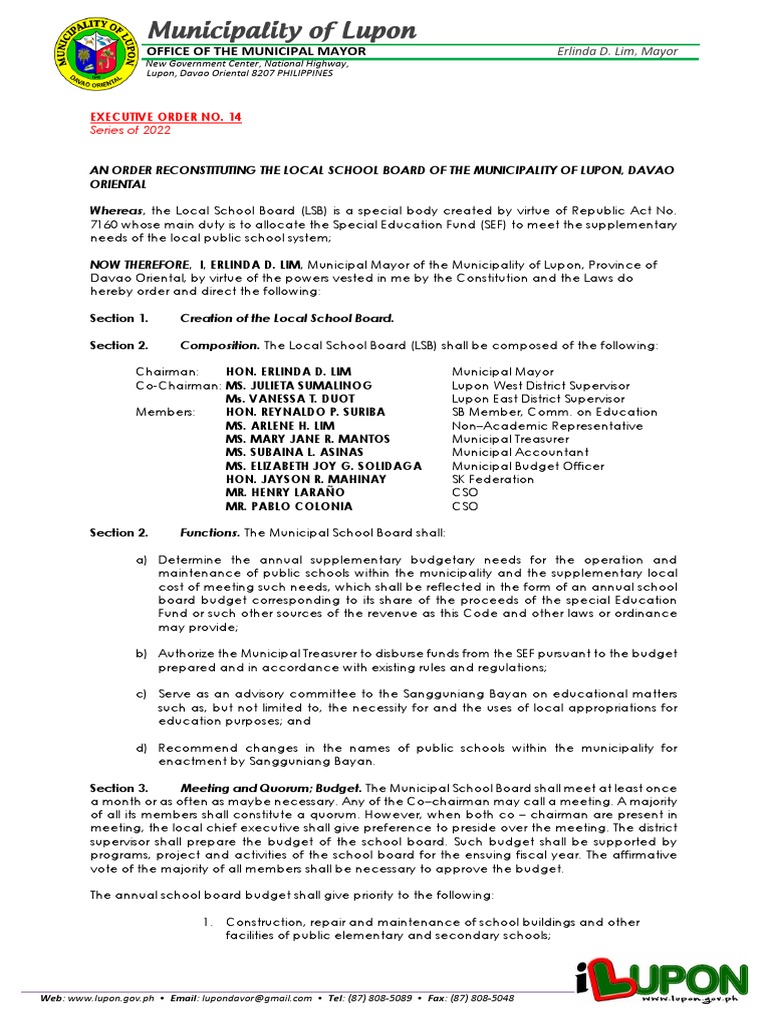 Executive Order No. 14 LSB | PDF | Justice | Crime & Violence