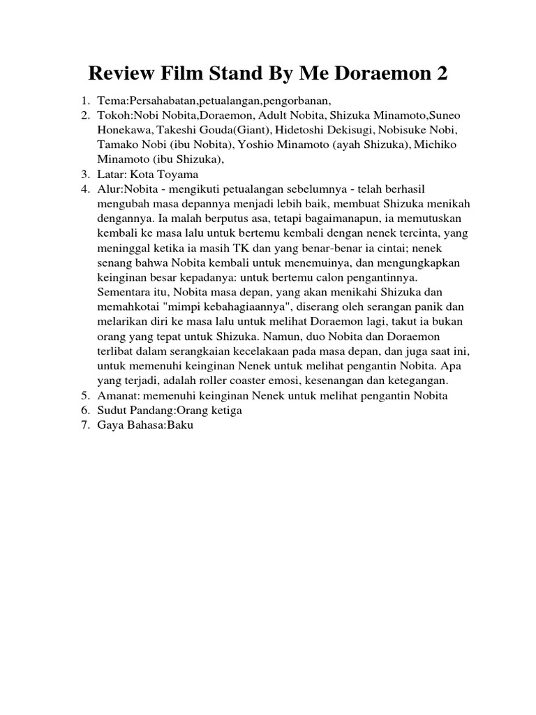 Review Film Stand by Me Doraemon 2 | PDF