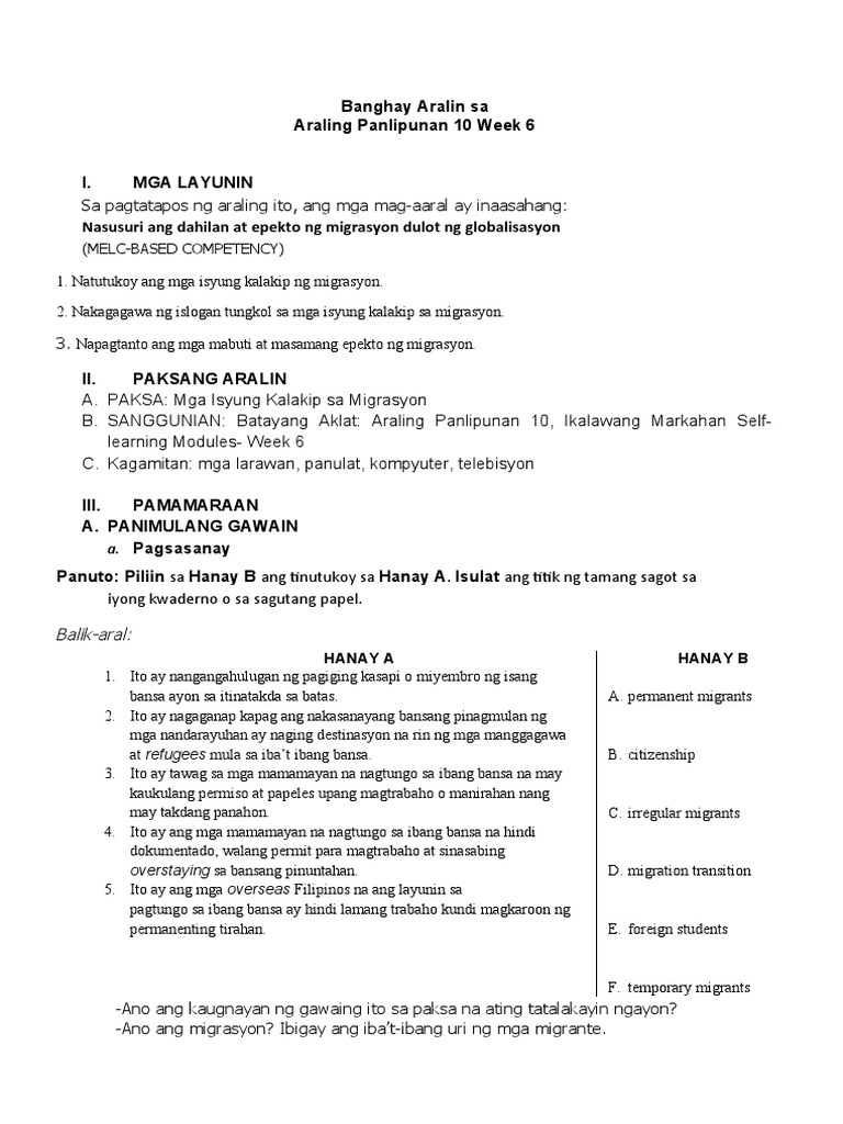 Banghay Aralin Sa AP 1O-WEEK 6 Q2 | PDF