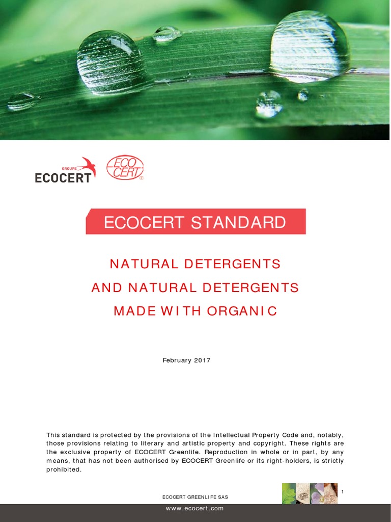 Ecocert Greenlife Standard For Natural Detergents Made With Organic ...