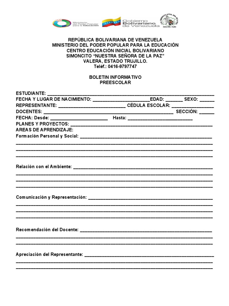 Boletín preescolar Venezuela | PDF | Educación de la primera infancia