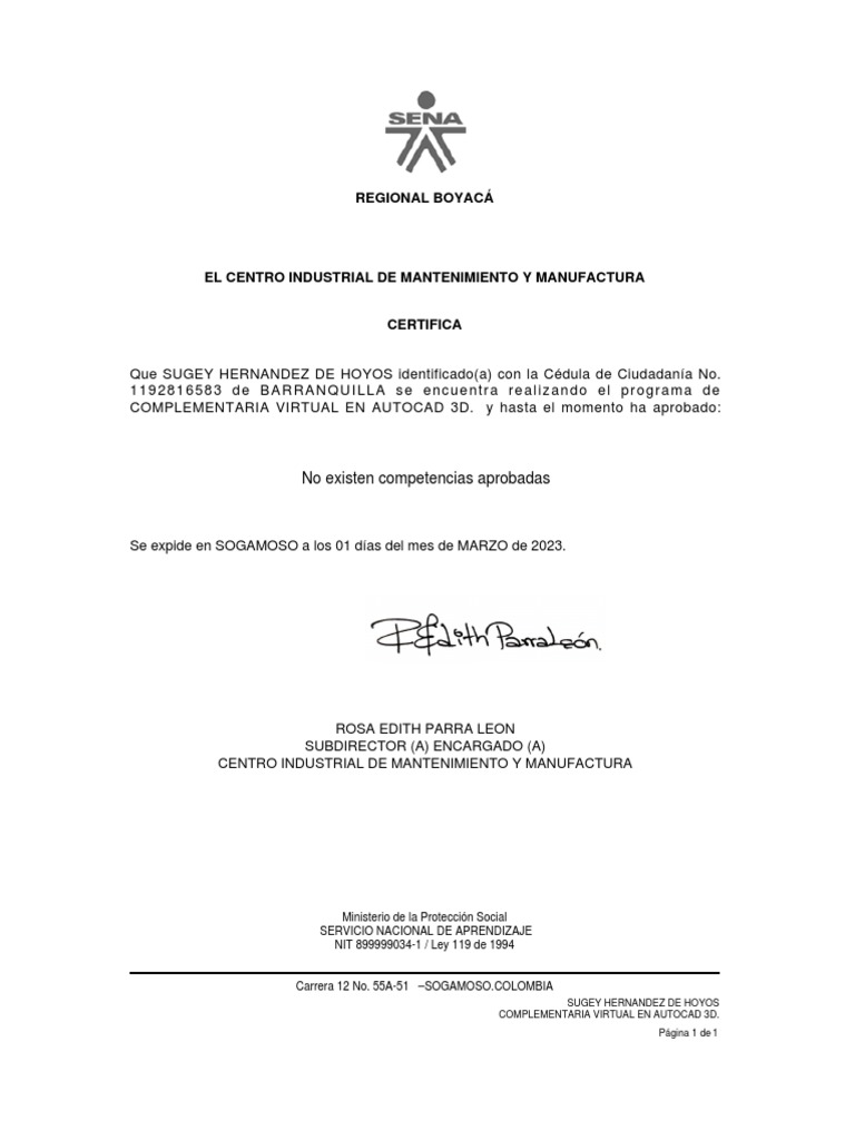 Constancia Complementaria | PDF