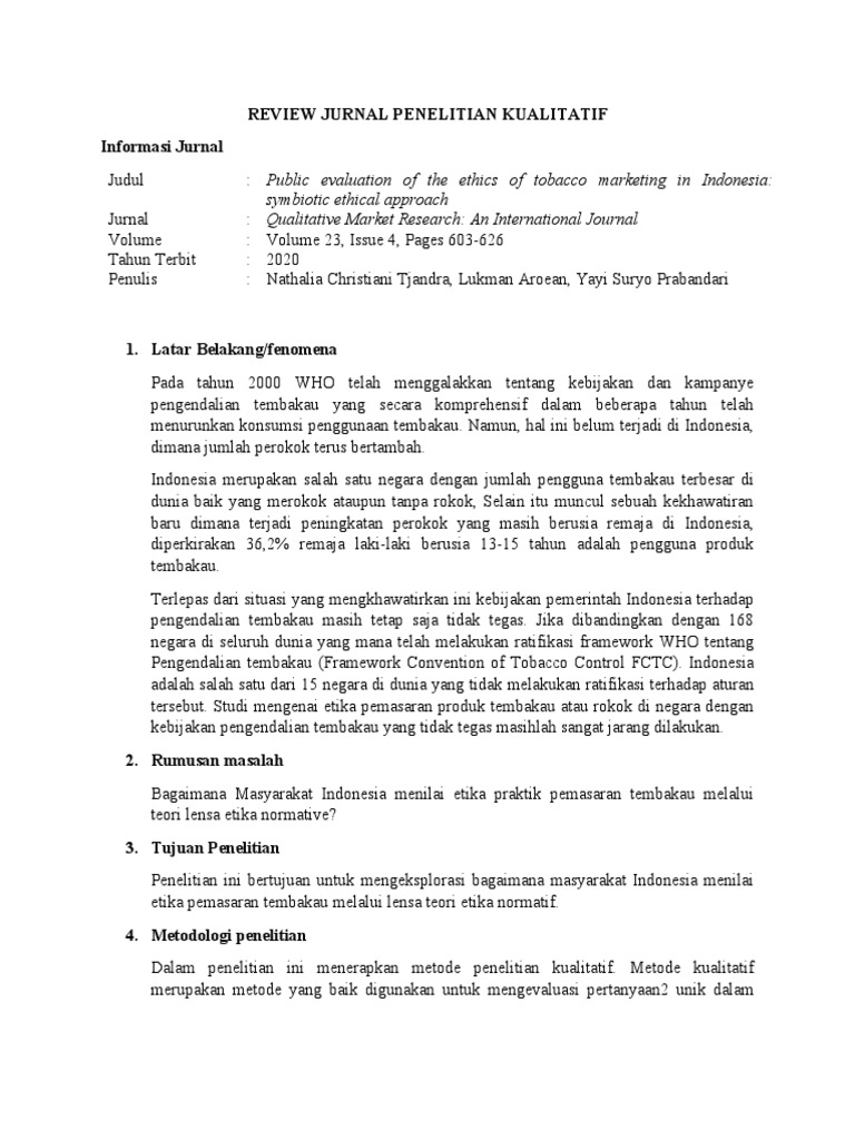 Review Jurnal Penelitian Kualitatif | PDF
