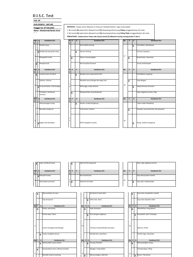 DISC Form - Infosys Solusi Terpadu | PDF
