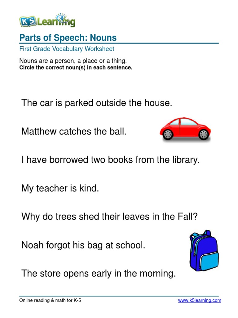 1st Grade Circle Noun 5 | PDF | Language Arts & Discipline