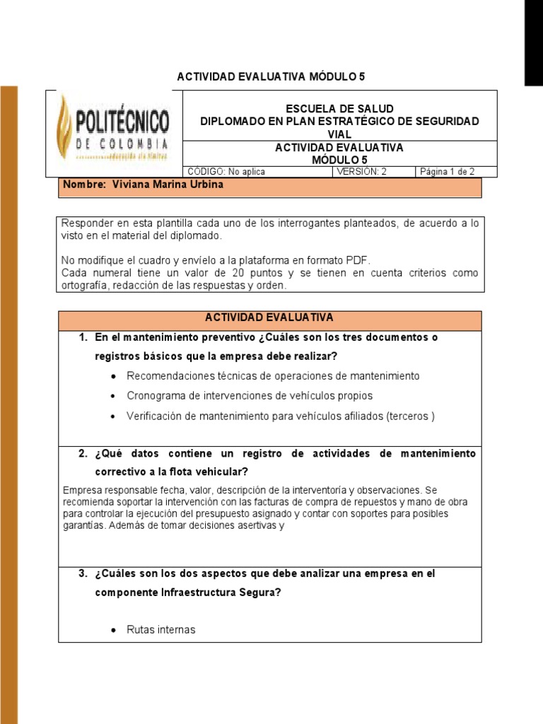 Actividad Evaluativa PESV | PDF | Negocios
