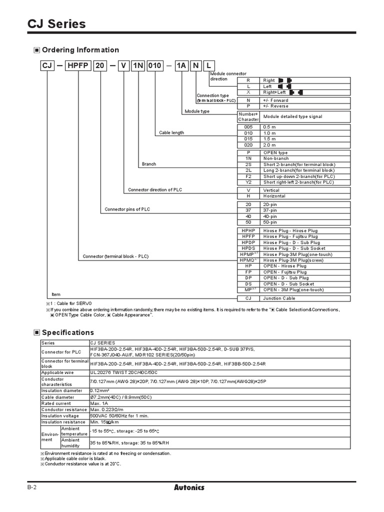 CJ Series: Ordering Information CJ HPFP NL V 20 1N 1A 010 | PDF ...
