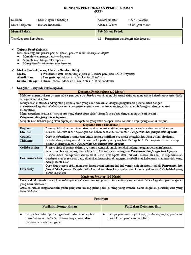 RPP Kelas 9 2022-2023 Afsa | PDF | Karier & Perkembangan | Seni & Disiplin Bahasa