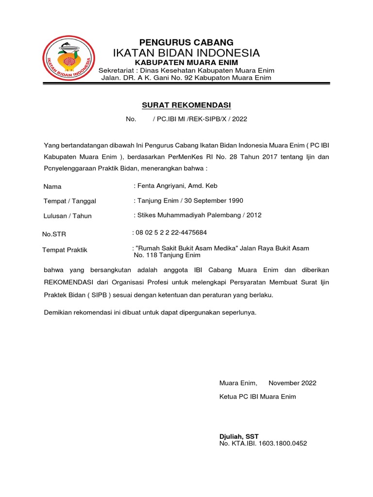 Surat Rekomendasi | PDF