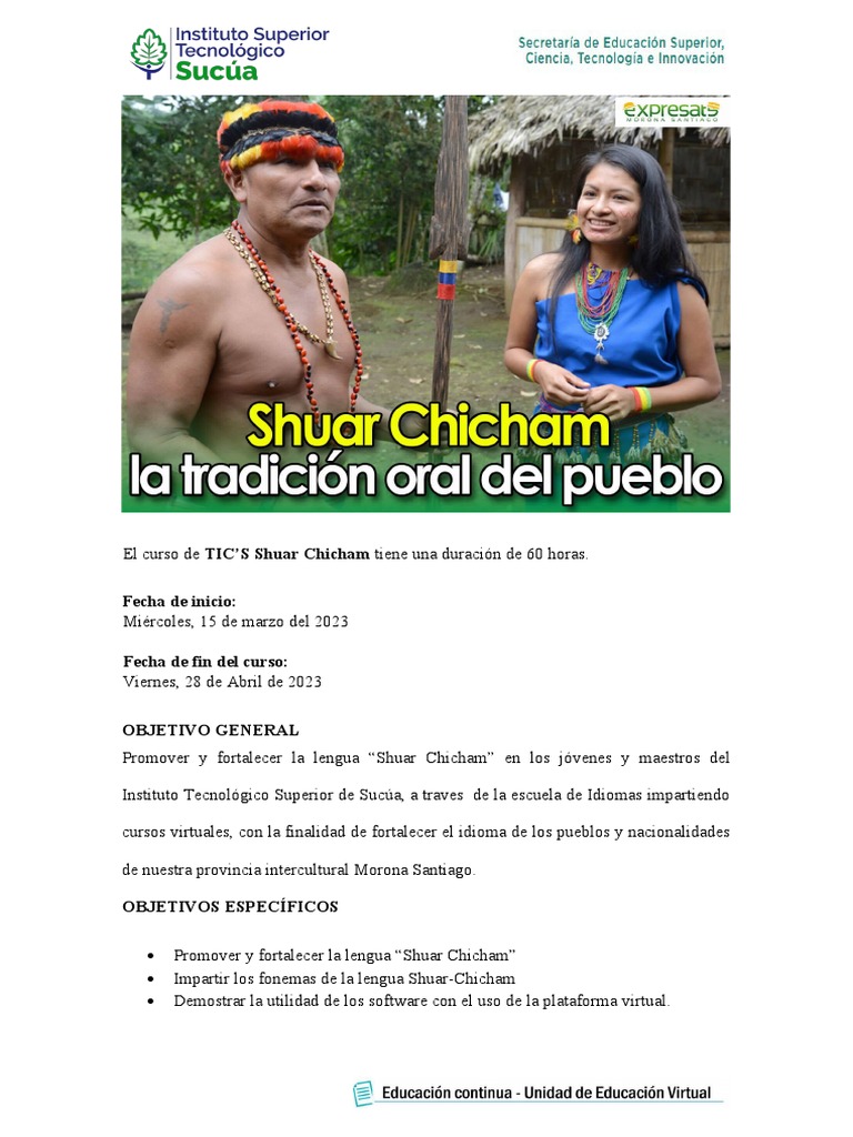 Curso de Lengua Shuar Chicham 2023 | PDF | Evaluación | Vocal