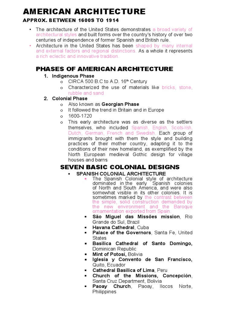 History of Architecture - American Architecture Notes | PDF | Art ...