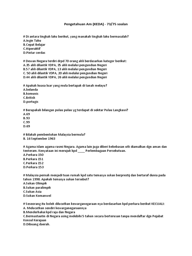 KEDA Pengetahuan Am | PDF