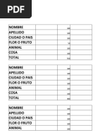 Plantilla para juego de Basta imprimible | PDF