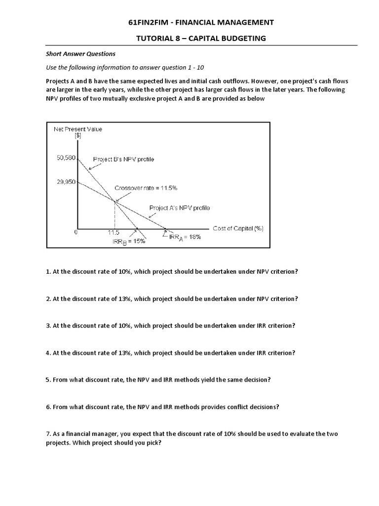FMA - Tutorial 8 - Capital Budgeting | PDF | Capital Budgeting | Internal Rate Of Return