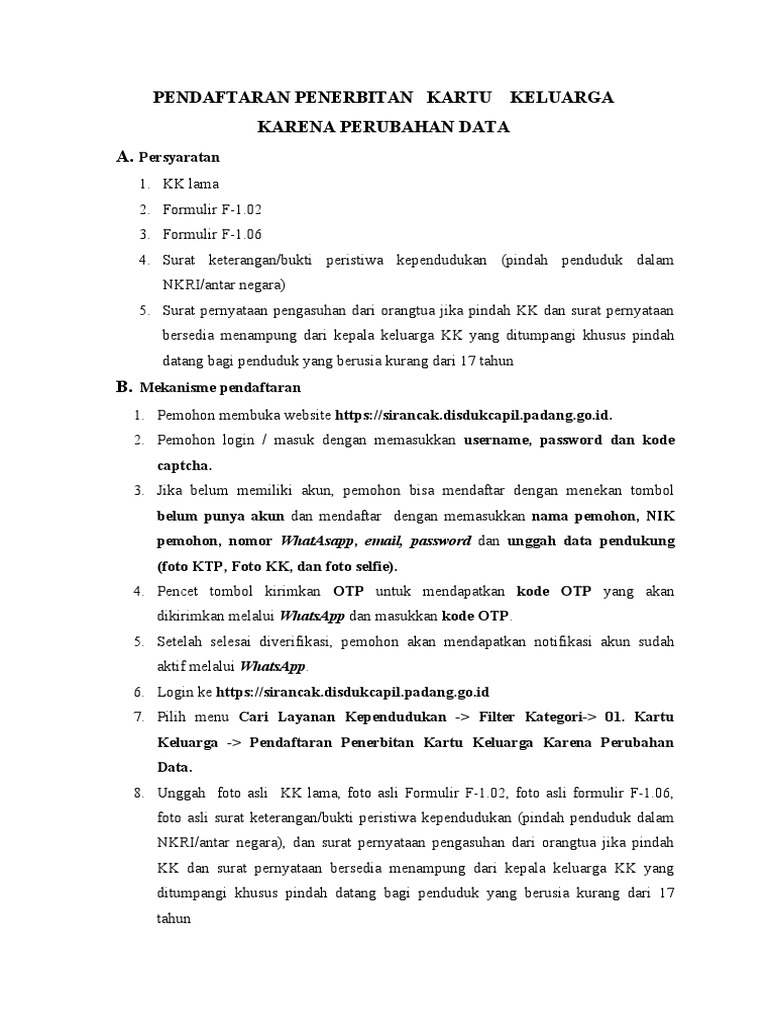 0003 - Penerbitan KK Baru Karena Perubahan Data | PDF