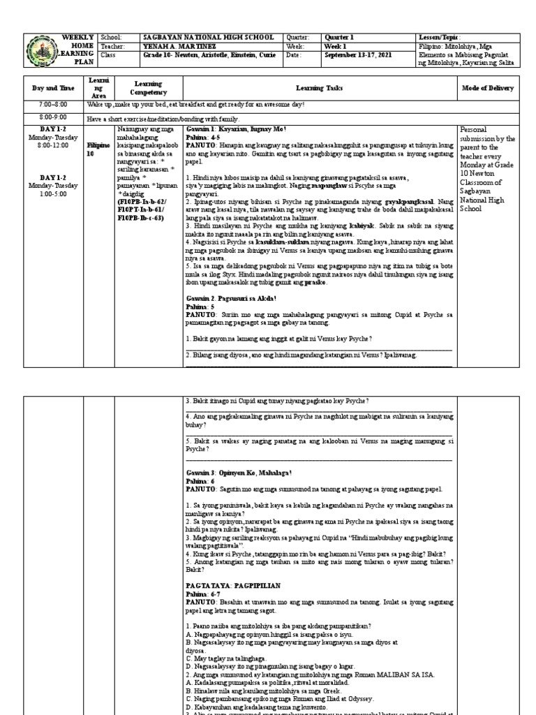 Filipino 10 q1 w1 | PDF