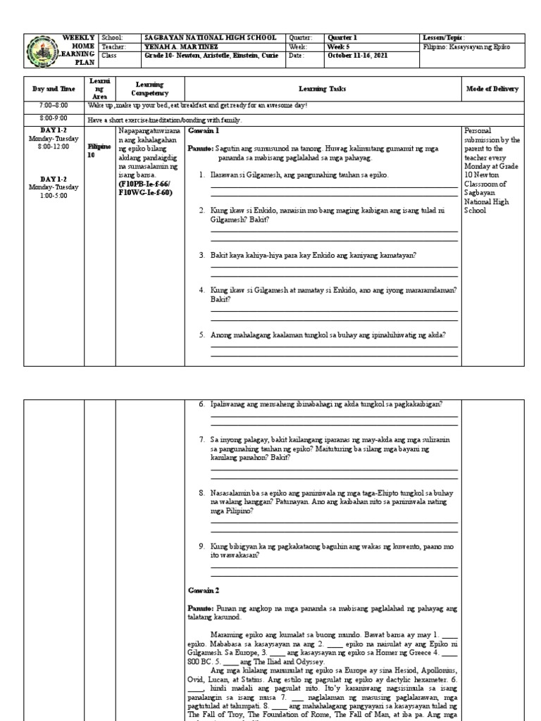 Filipino 10 - Q1-W5 | PDF