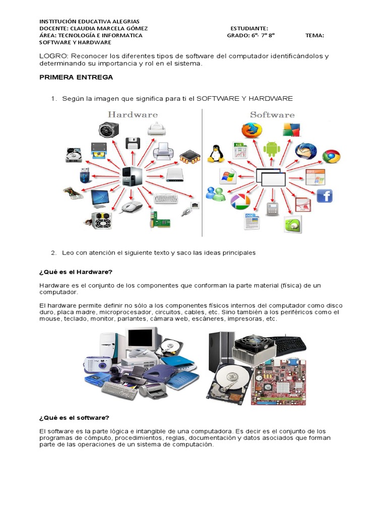 Tecnología 6°-7° 8° Software y Hardware | PDF