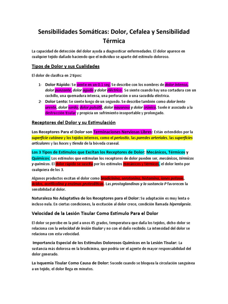 Capitulo 49 - Sensibilidades Somáticas | PDF | Dolor | Cerebro