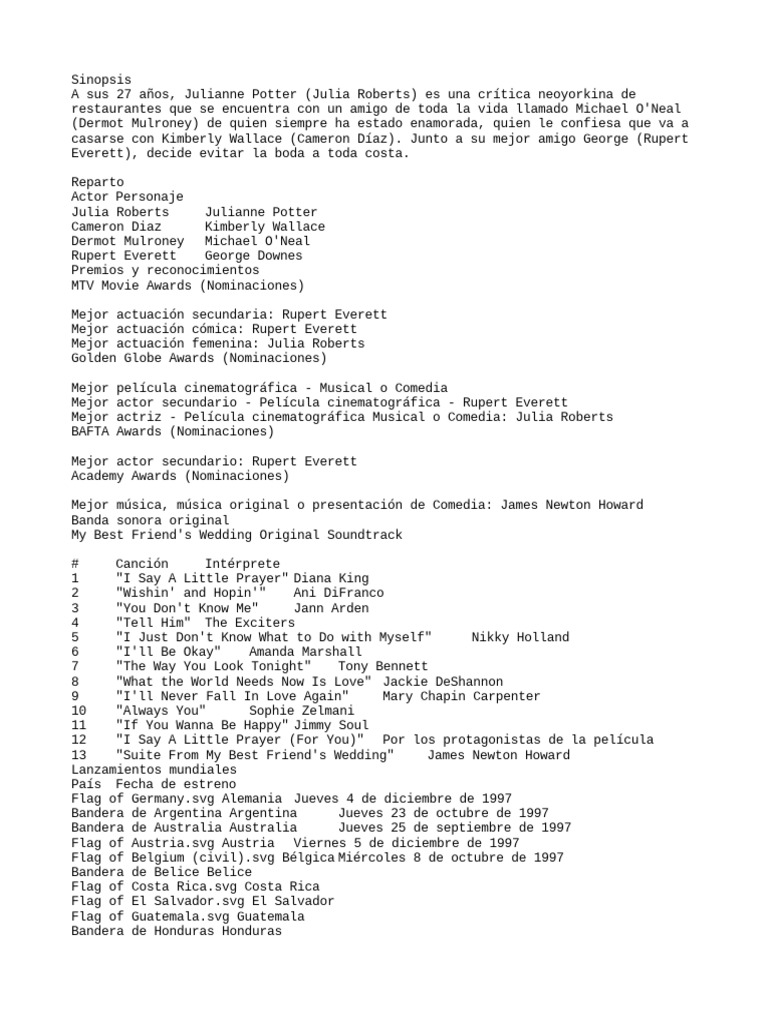 La Boda De Mi Mejor Amigo Pdf