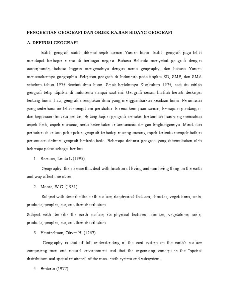 Definisi Geografi | PDF