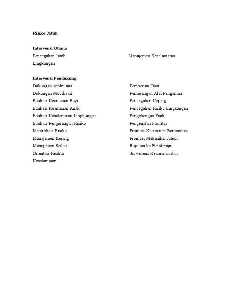 Intervensi Pencegahan Risiko Jatuh | PDF