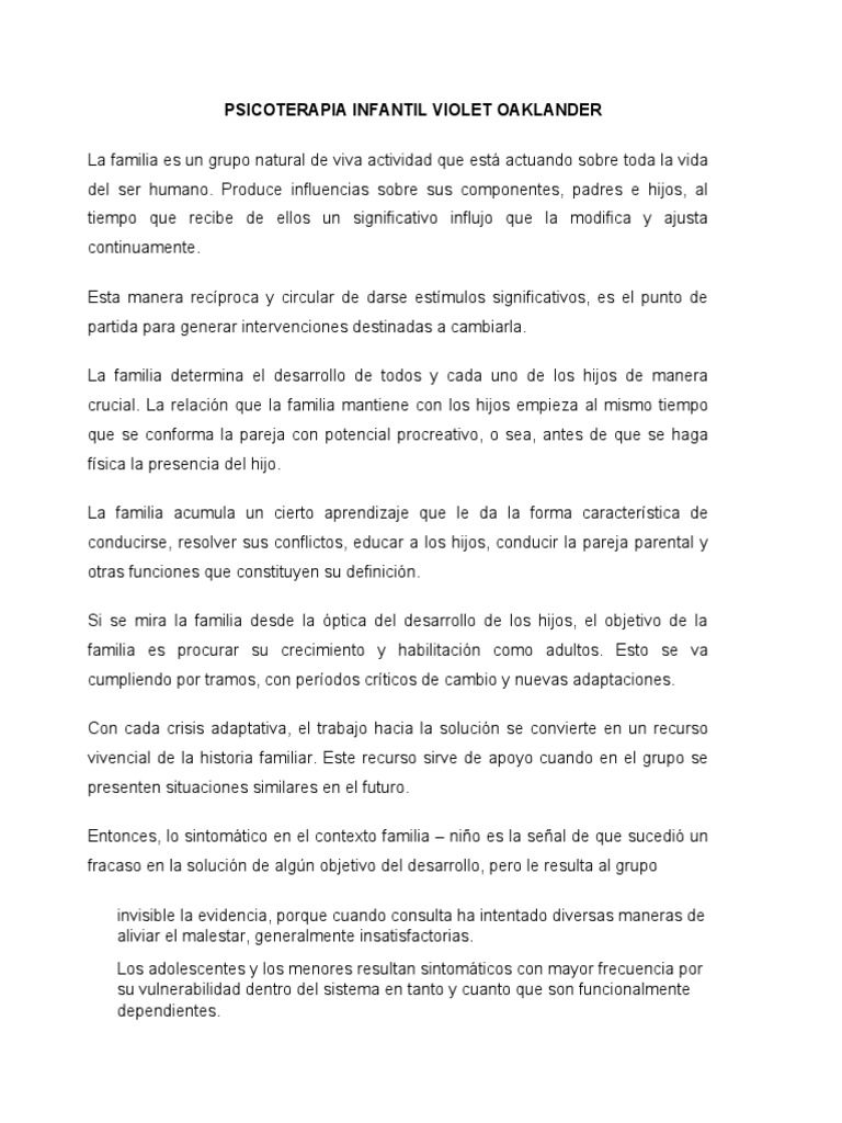 Psicoterapia Infantil Violet Oaklander | PDF | Psicoterapia ...