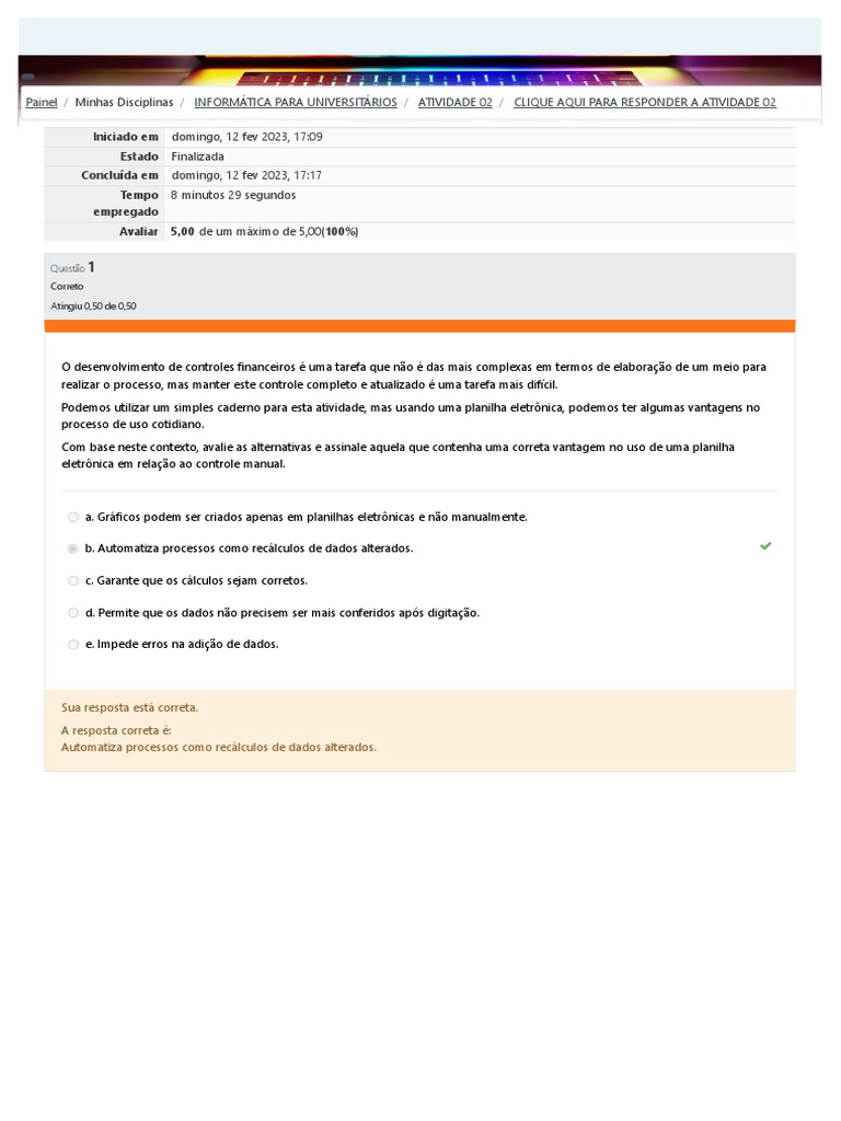 Informatica Atividade 02 | PDF | Dados | Planilha