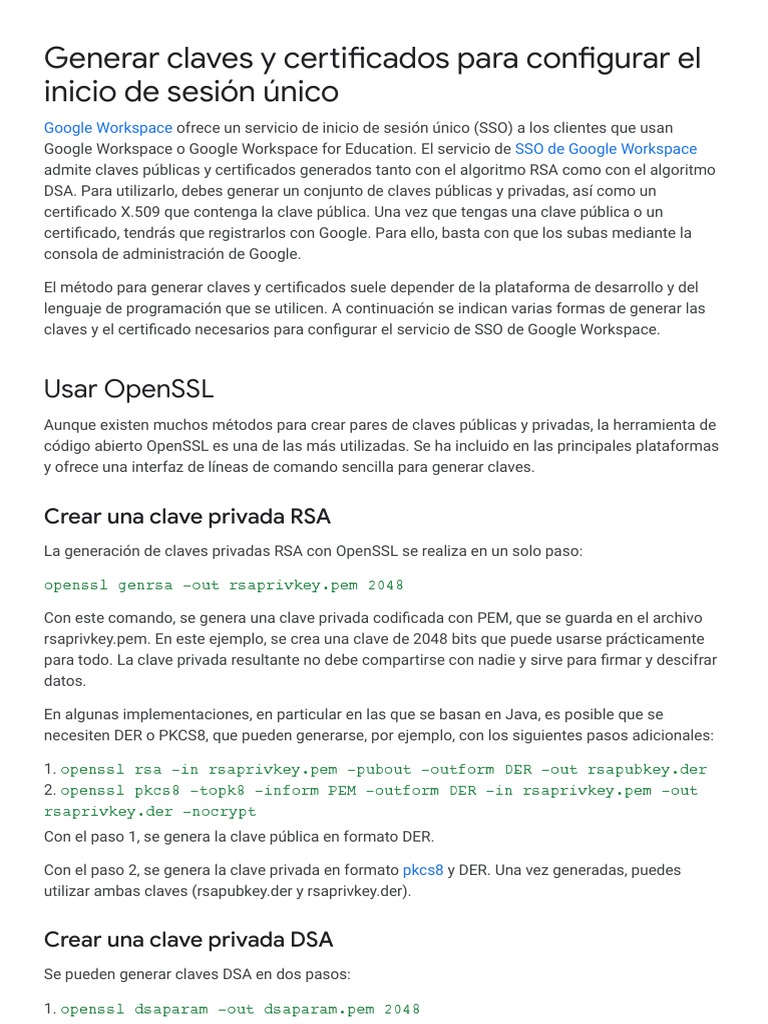 Generar Claves y Certificados para Configurar El Inicio de Sesión Único - Ayuda de Administrador ...