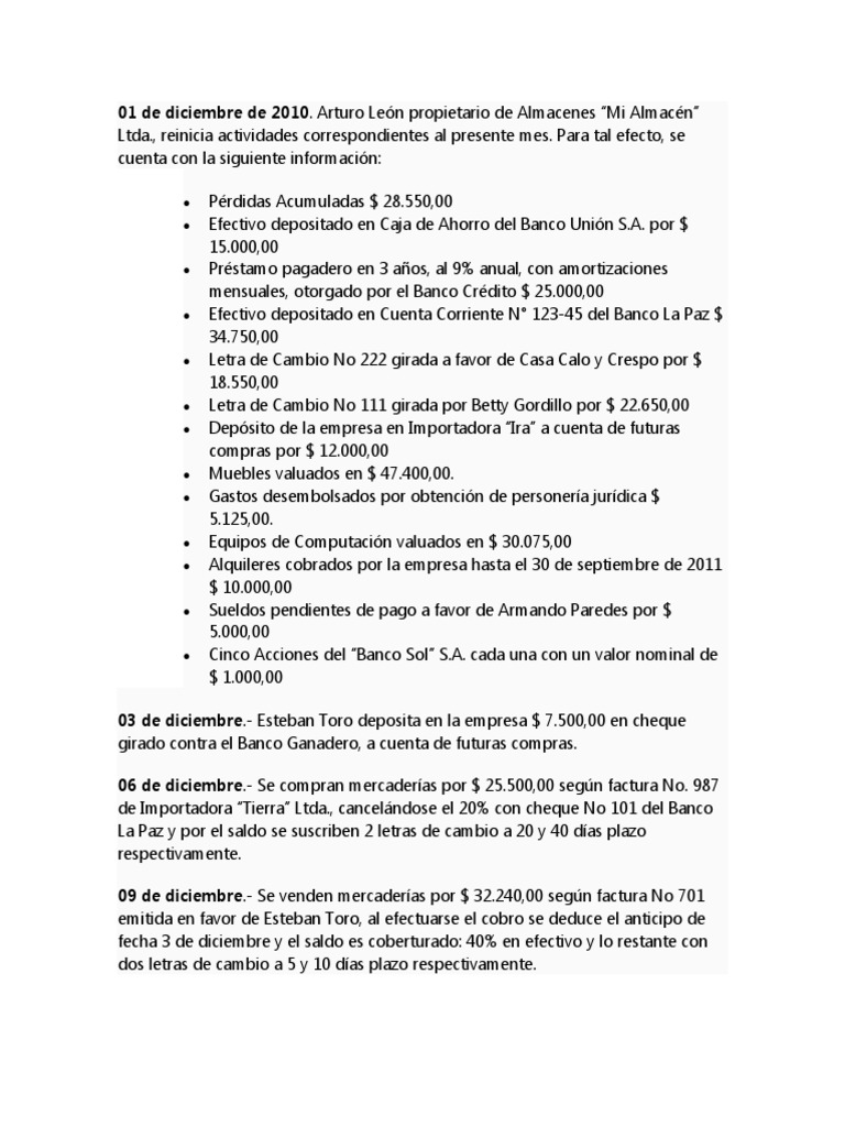Caso Practico | Descargar gratis PDF | Bancos | Cheque