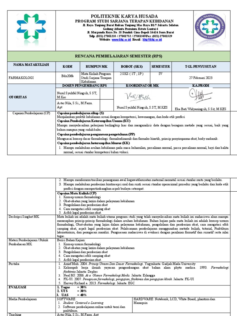 Rps Farmakologi 2021-2 | PDF | Kesehatan Holistik