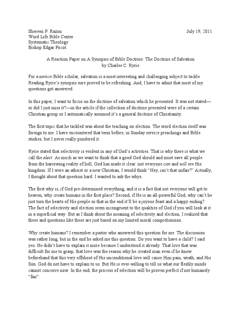 Reaction Paper Auto Saved) | PDF | Salvation | Repentance