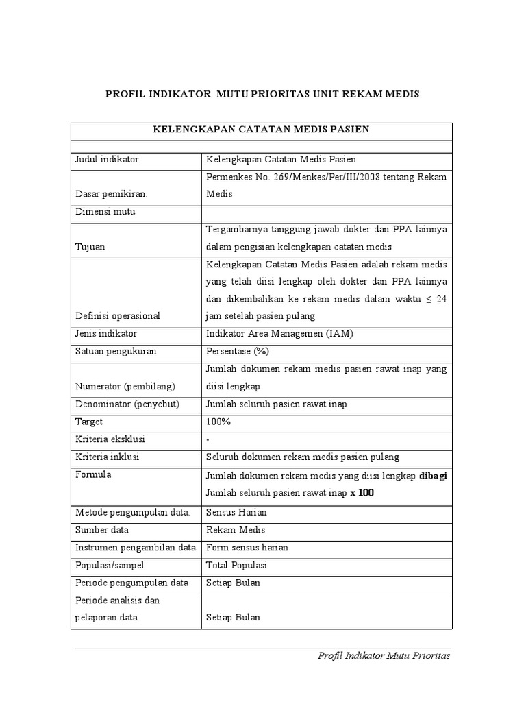 PROFIL INDIKATOR MUTU PRIORITAS UNIT REV 2022 (1) | PDF