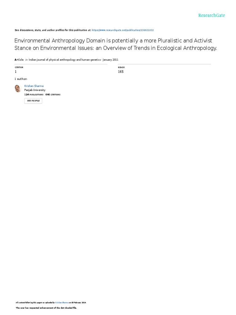 Environmental Anthropology Domain Is Potentially A More Pluralistic and ...