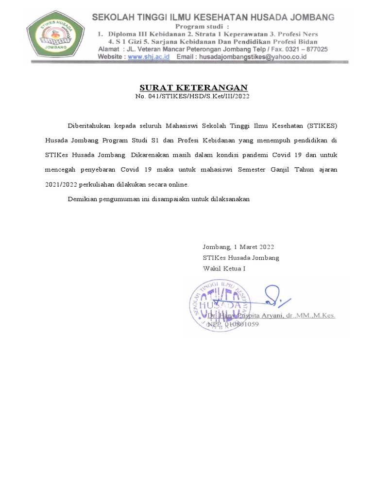 Surat Keterangan Perkuliahan online 1 | PDF Surat Keterangan Perkuliahan online 1 | PDF